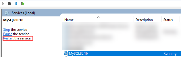 Restart MySQL Server